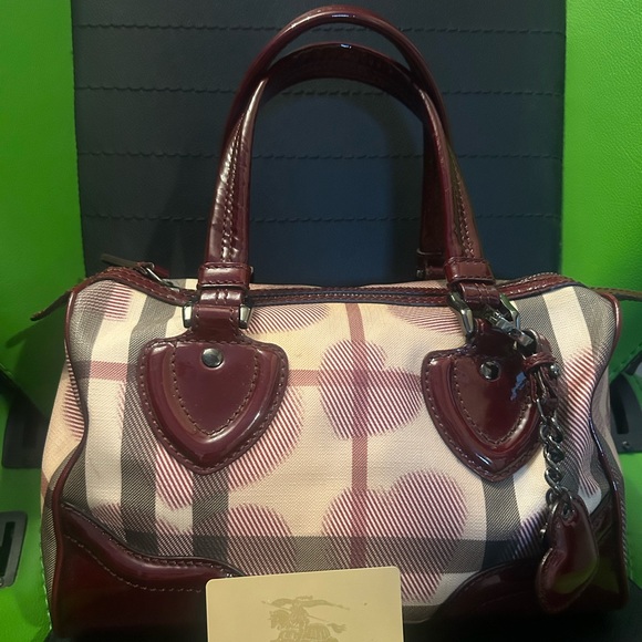 Burberry | Bags | Authentic Burberry Burgundy Hearts House Checkboston ...